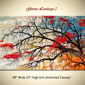 SALE Tree Painting, Acrylic Abstract Large Painting, Tree Wall Art on ...