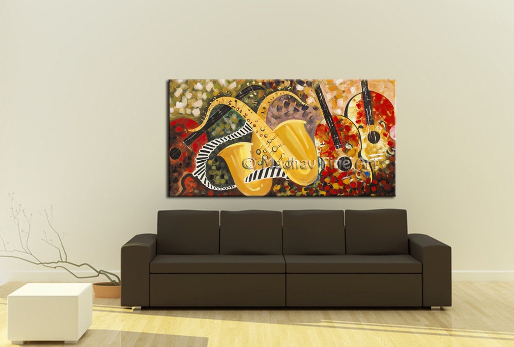 Abstract Music Painting Modern Art Guitar Contemporary - Etsy UK