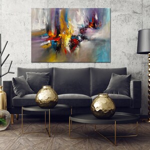 Abstract Painting Acrylic Multi Colour Art Original Large Canvas Wall ...