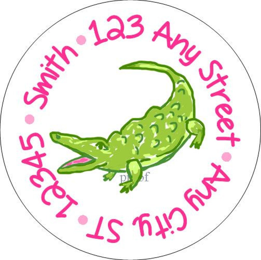 Tropical Alligator Round Address Labels, Gift Tags - Etsy
