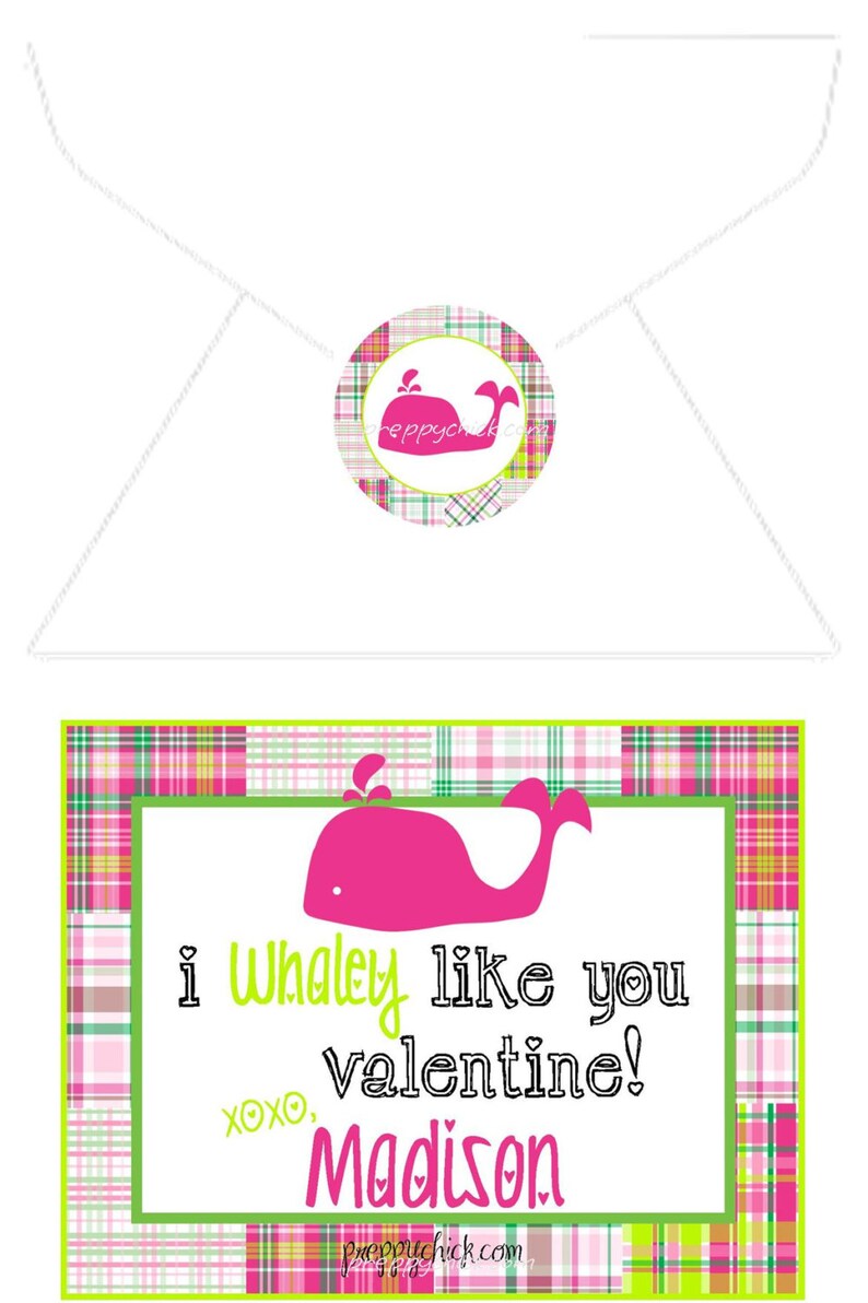 Set of 24-personalized Preppy Childrens Kids Valentine Cards, Preppy ...