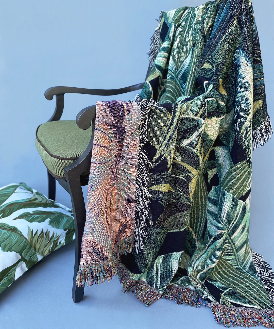 Plant Mom Woven Throw Blanket, Gift for Plant Lover, Tropical Leaves ...