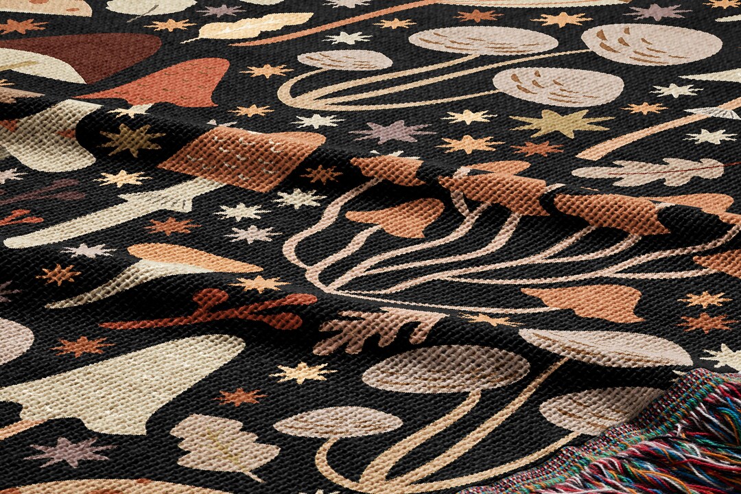 Mid Century Mushroom Woven Throw Retro Blanket Gift MCM - Etsy
