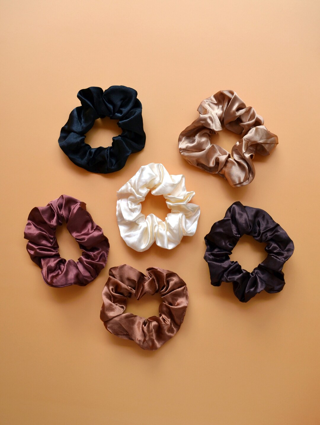 Satin Scrunchies Set, Neutral Tones Silk Hair Scrunchie, Fall ...