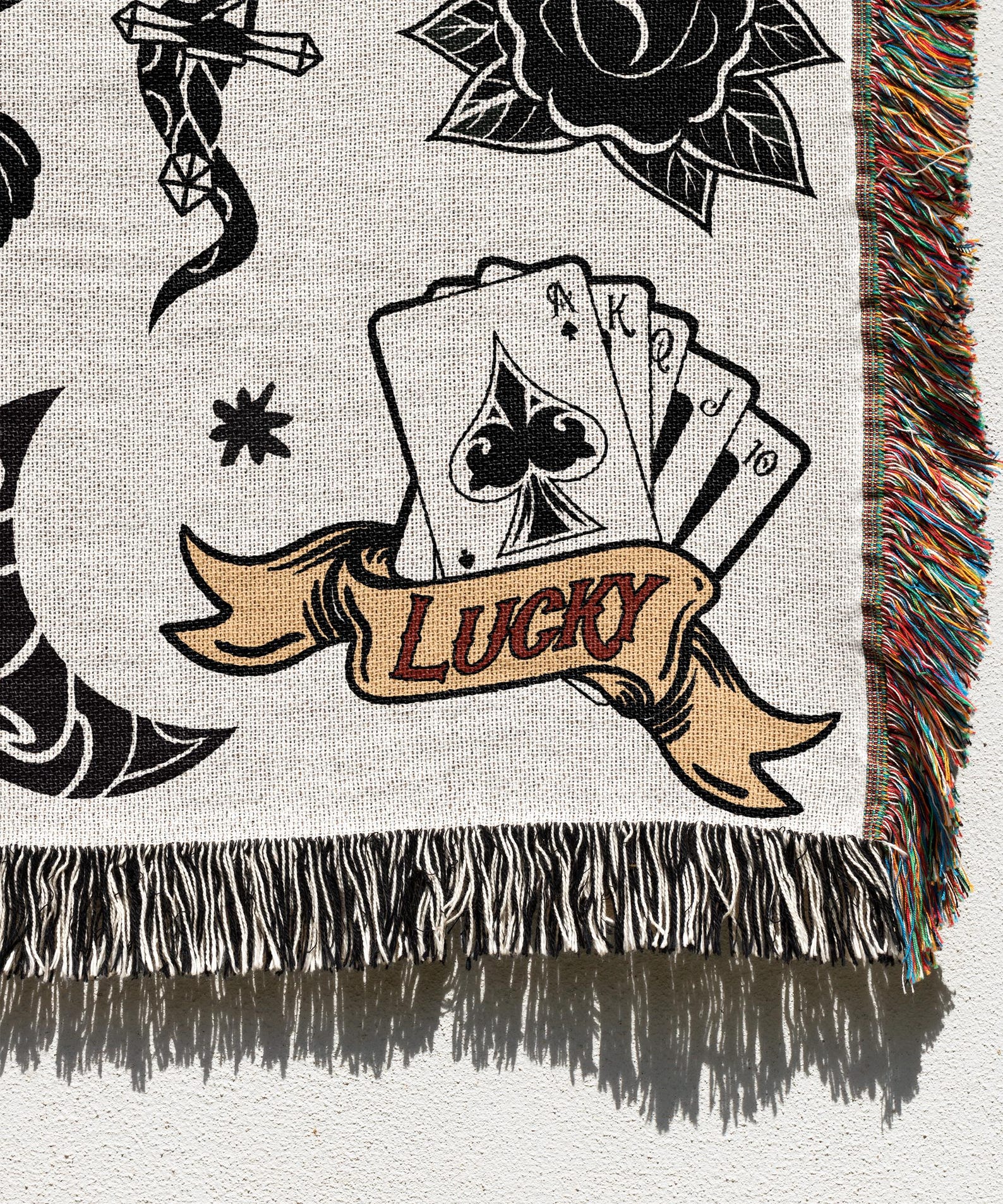 Traditional Tattoos Woven Throw Blanket | in Color or Black and White ...