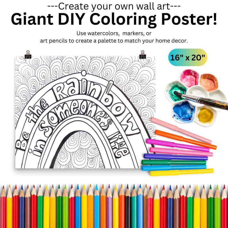 Giant DIY Coloring Page Poster XL Watercolor Painting Gift for Kids ...