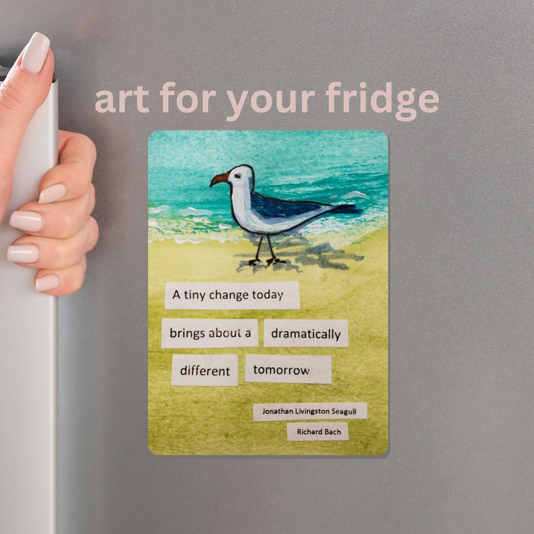 Bird Art Cute Fridge Magnet Vinyl Kitchen Art Motivation Beach Jonathan ...
