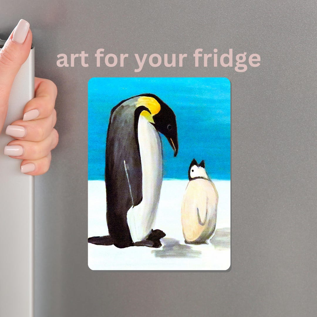 Penguin Art Cute Fridge Magnet Vinyl Kitchen Art Penguin Love Gift for ...