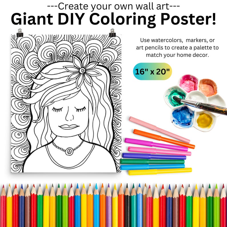 Giant DIY Coloring Page Poster XL Watercolor Painting Gift for Kids ...