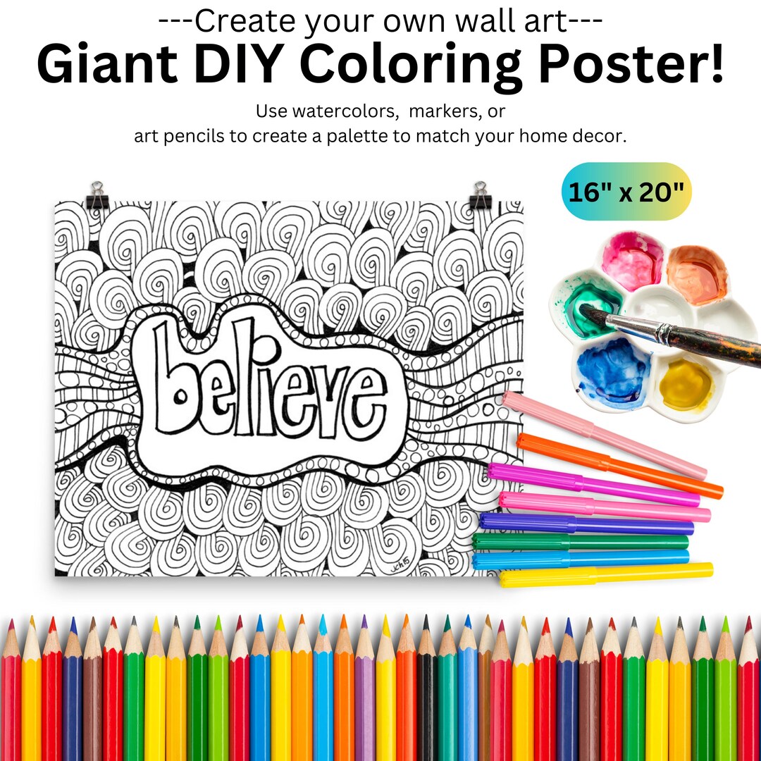 Giant DIY Coloring Page Poster XL Watercolor Painting Gift for Kids ...