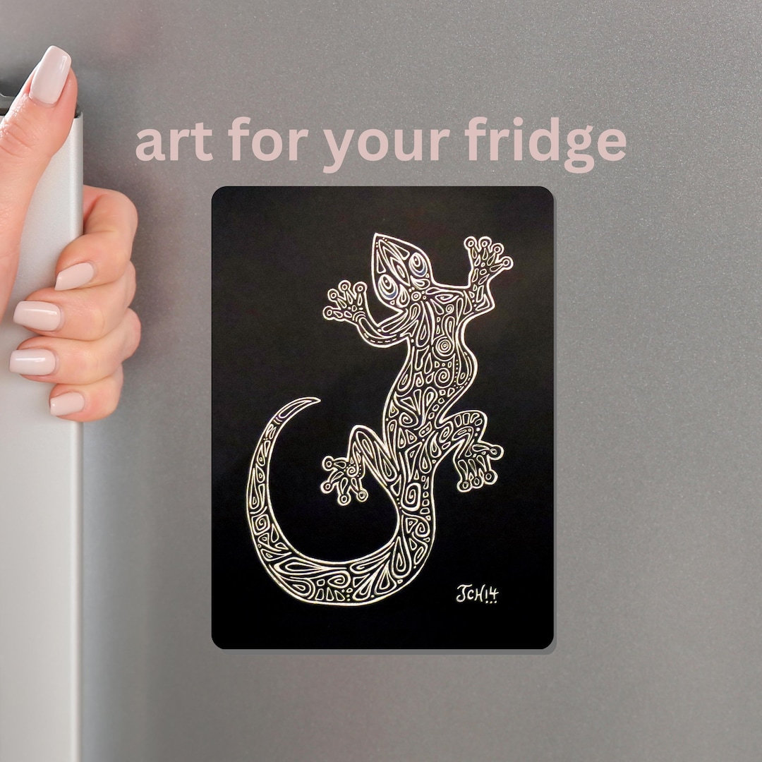 Lizard Art Cute Fridge Magnet Vinyl Kitchen Art Gecko Gift for Lizard ...