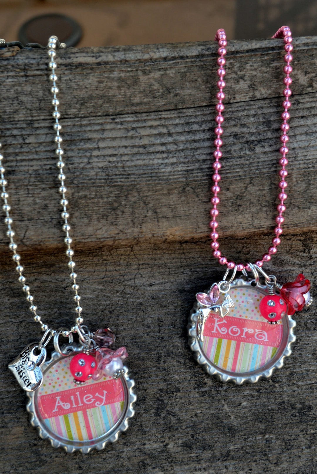 Little Girl's Personalized Bottle Cap Necklace - Etsy