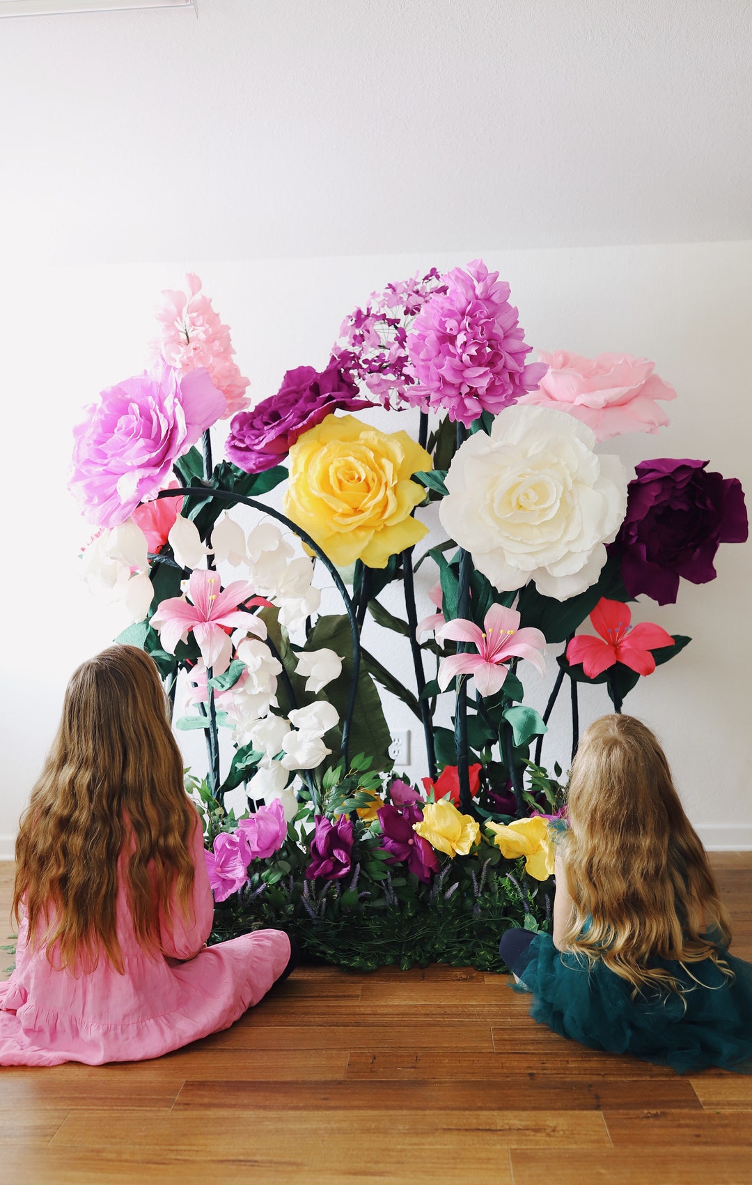Giant Free Standing Paper Flower Display With Crepe Paper Roses ...