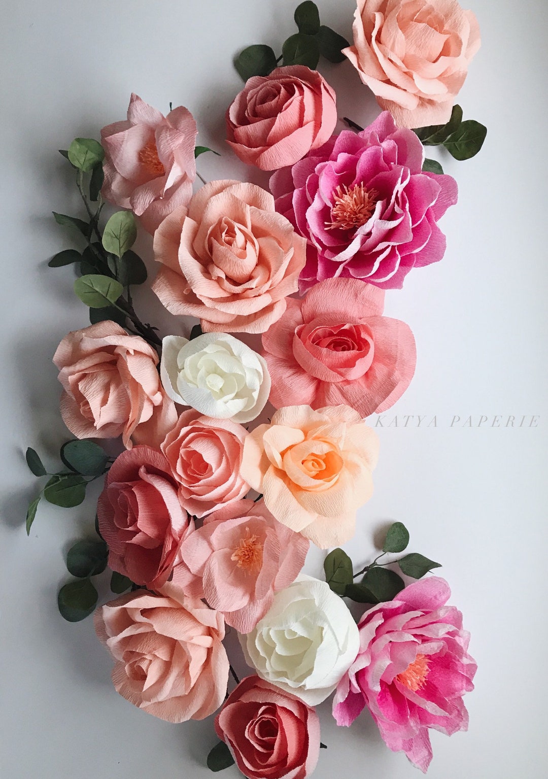 Paper Flower Wall Set. Realistic Floral Decor. Boho Wedding. Crepe ...