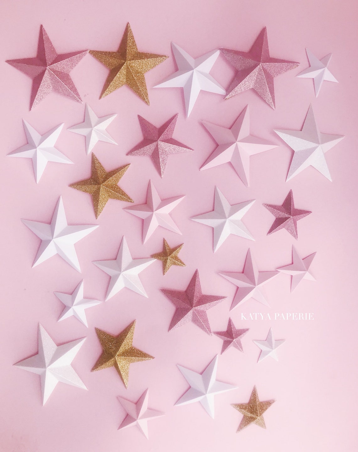 3D Wall Paper Stars in Shades of Pink and Gold. Handmade in | Etsy