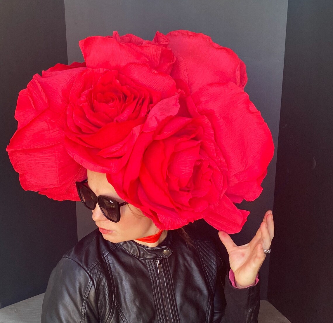 Giant Paper Roses Headpiece. Huge Paper Flower Hairpiece. - Etsy