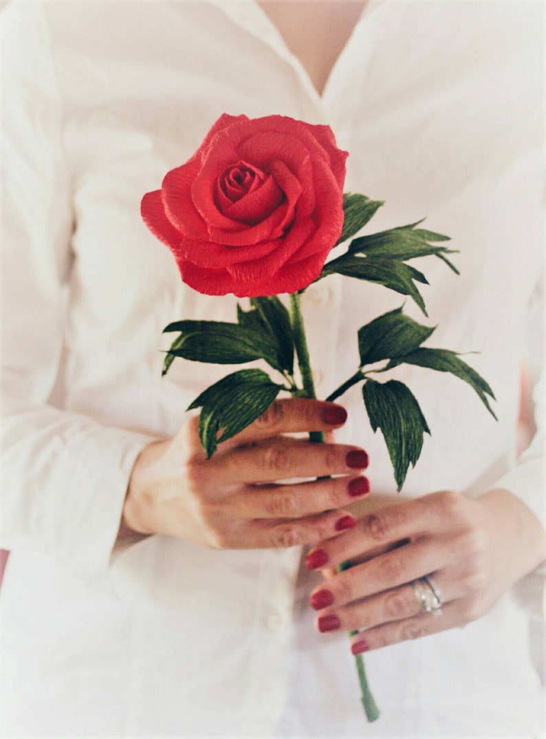 Handmade Paper Rose. Realistic Crepe Paper Flower. Wedding Red | Etsy