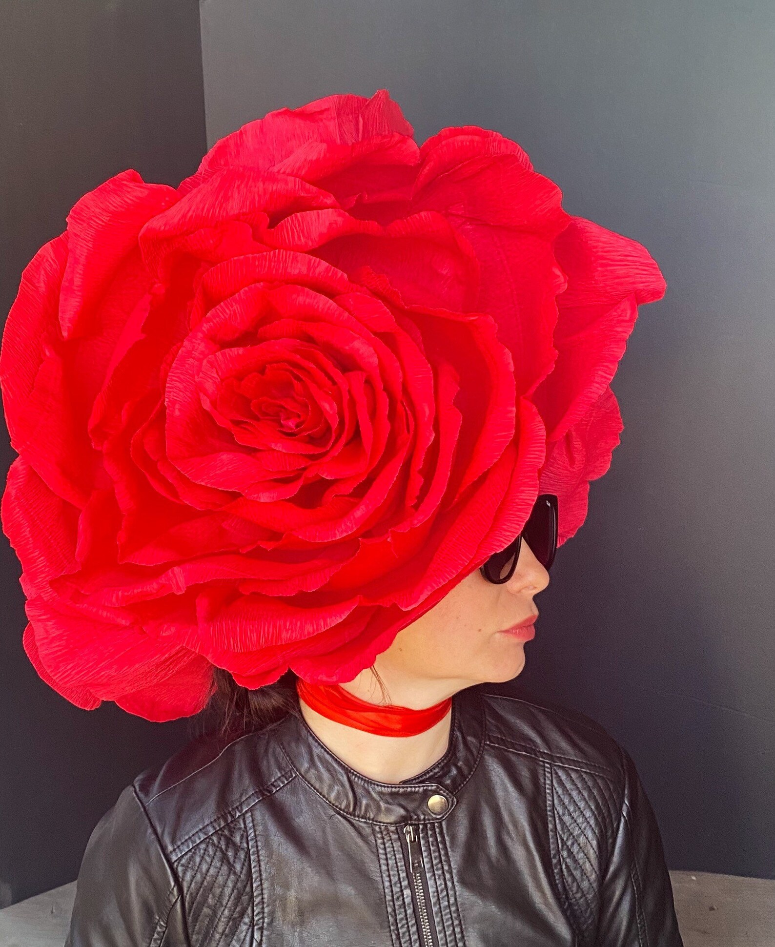 Giant Paper Rose Headpiece - Photo Shoot Flower Crown, Halloween ...