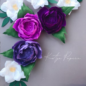Purple Nursery Wall Flowers Girl Room Paper Flowers Over the - Etsy