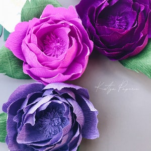 Purple Nursery Wall Flowers Girl Room Paper Flowers Over the - Etsy