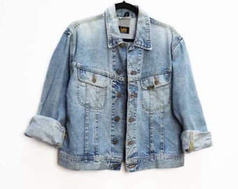 Vintage LEE Denim Jacket With Embroidered Backside Love - Etsy