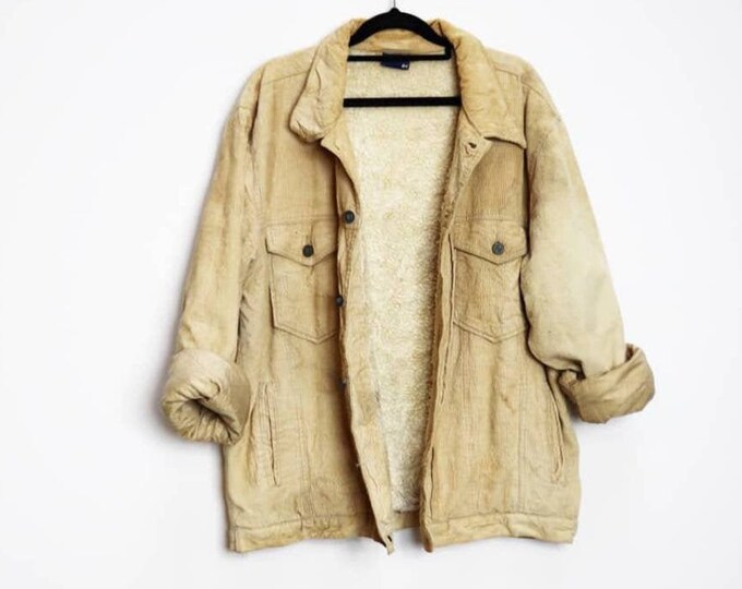 Cream Corduroy Jacket Vintage Cord Jacket Fleece Lined Jacket - Etsy