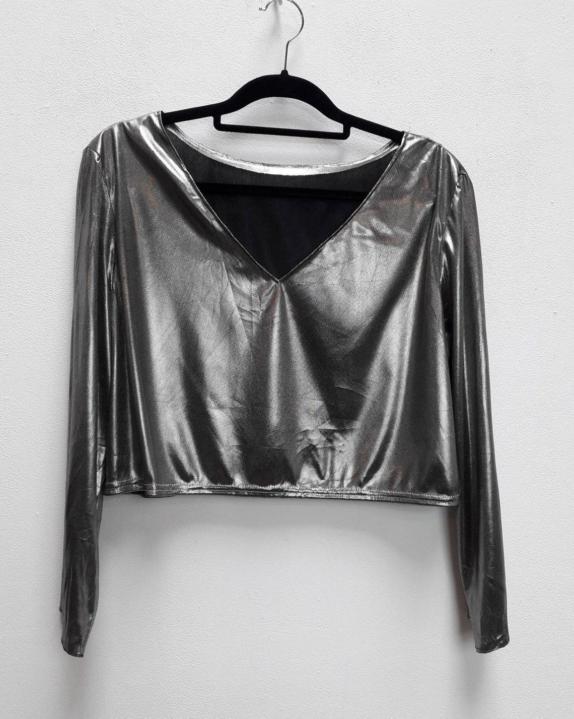 Metallic Crop Top Vintage Silver Crop Top Metallic Silver - Etsy