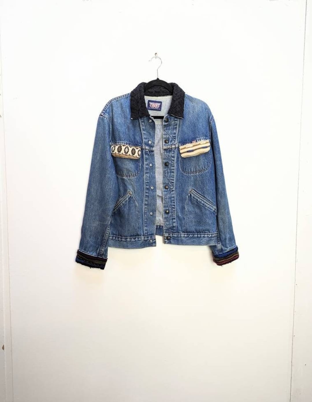 Blue Denim Jacket Vintage Denim Jacket Patchwork Denim Jacket Blue Jean ...