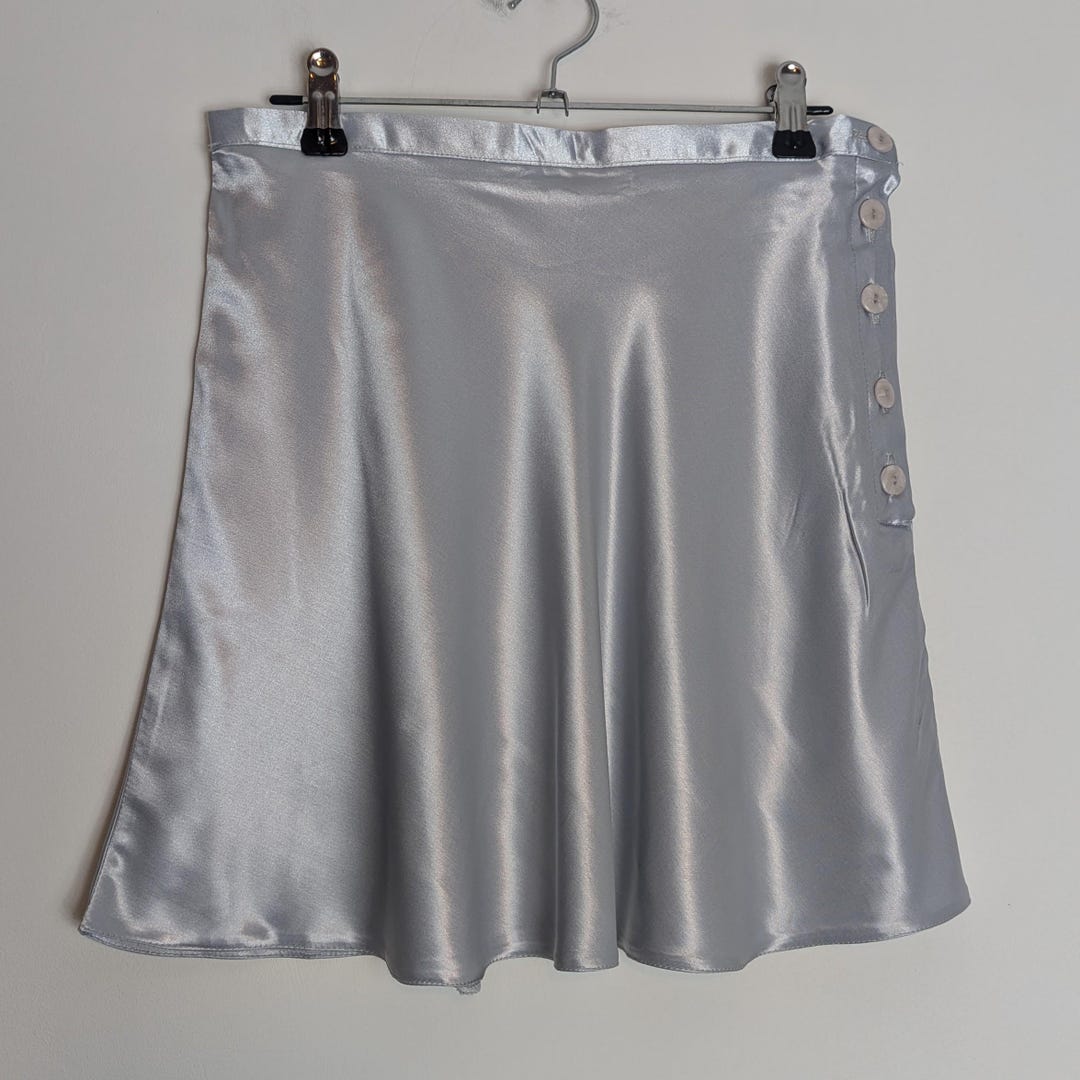 Silver Skirt Vintage Mini Skirt Metallic Skirt Small Silver Mini-skirt ...