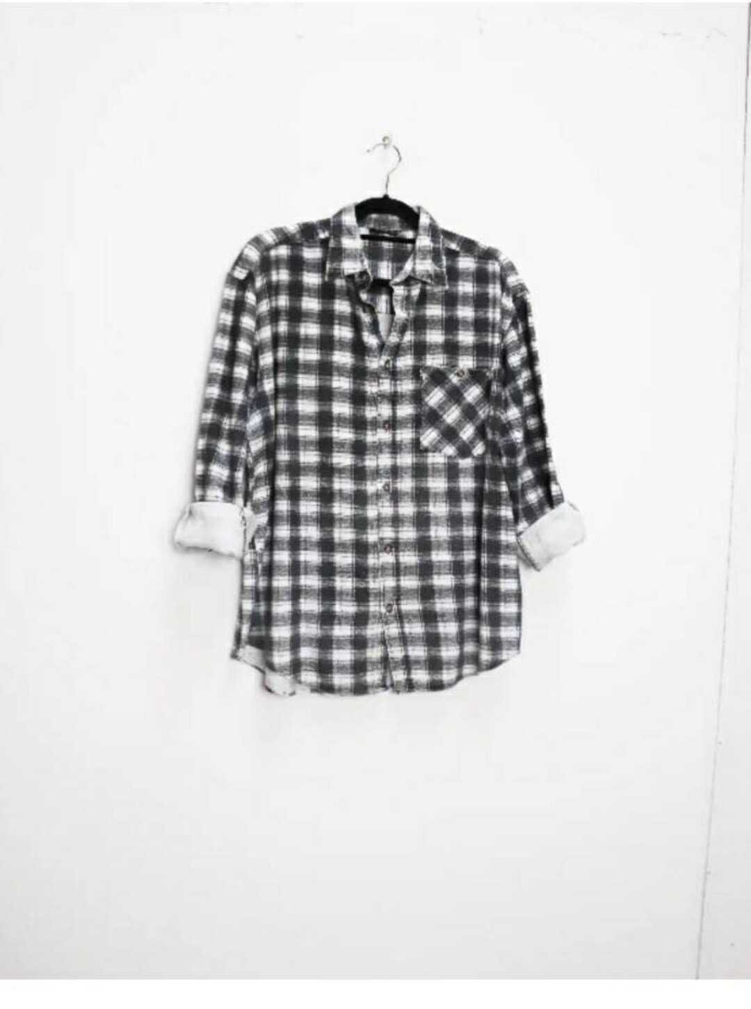 Black Check Flannel Shirt Vintage Check Shirt Checkered Flannel Button ...