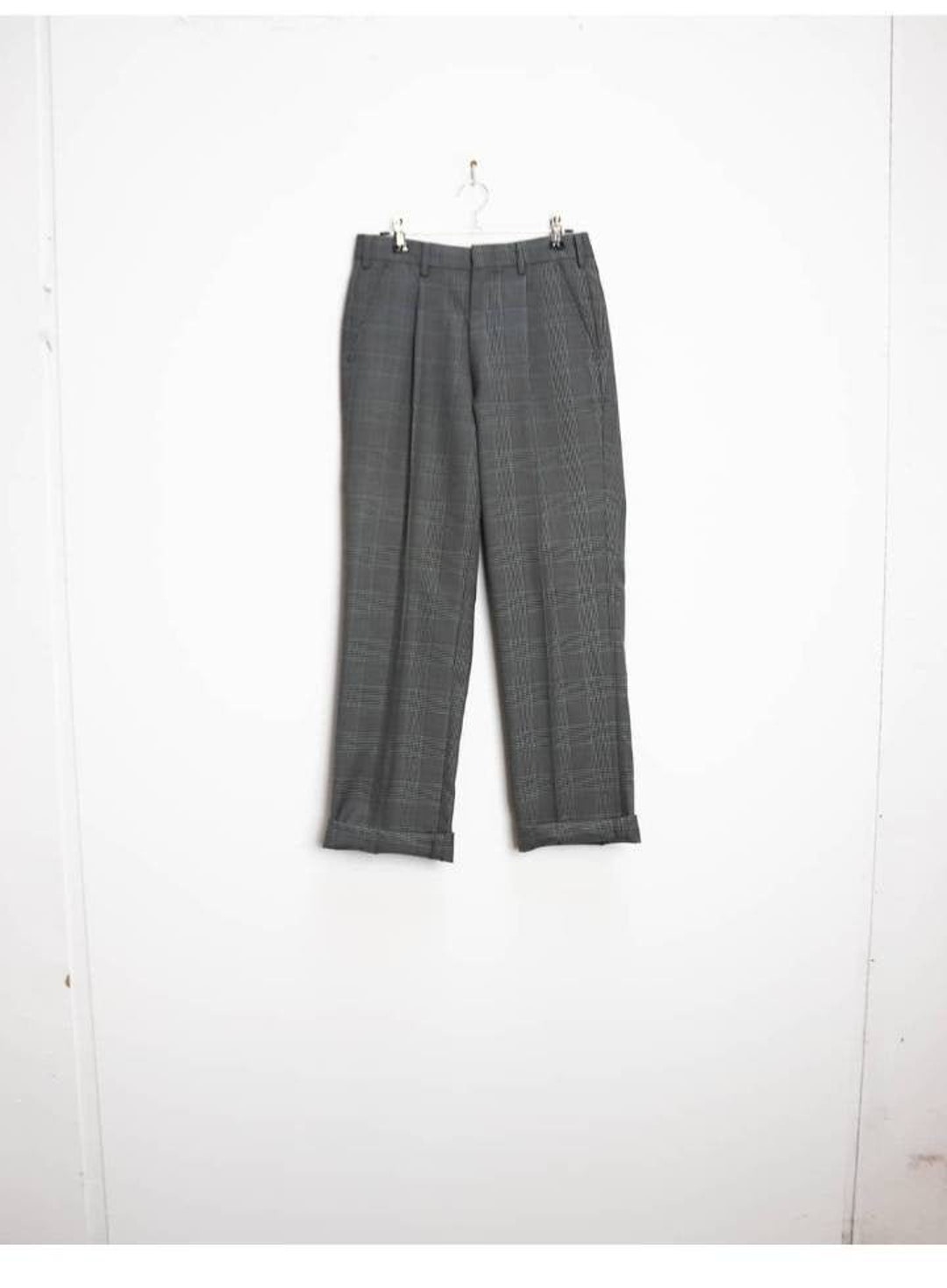 Grey Checkered Trousers Vintage Check Trousers Medium Women's Trousers ...