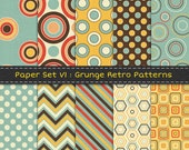 Items similar to Digital Scrapbooking Paper Set V1: Grunge Retro ...