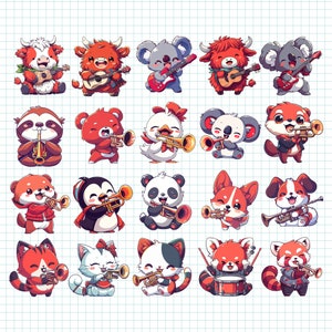 Cute Animal Clipart Kawaii Animals PNG Musical Instrument Music Cartoon ...