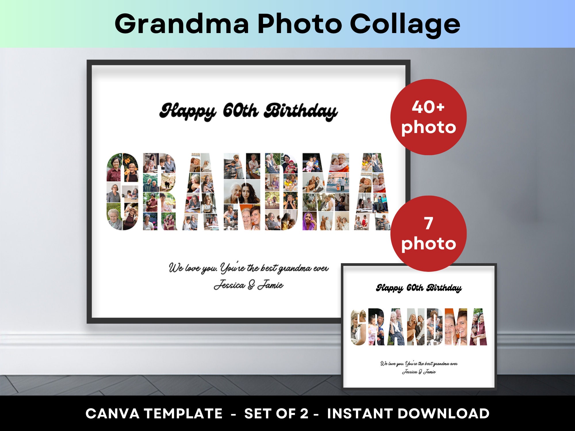 Grandma Photo Collage Personalized Grandmother Gift Grammy Birthday ...