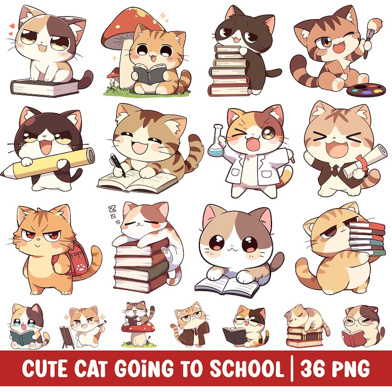 Classroom School Cats Clipart - Etsy UK