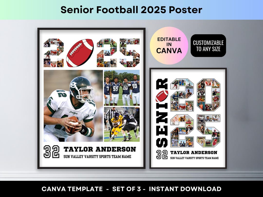 Senior Class of 2025 Football Team Sports Photo Collage Personalized ...