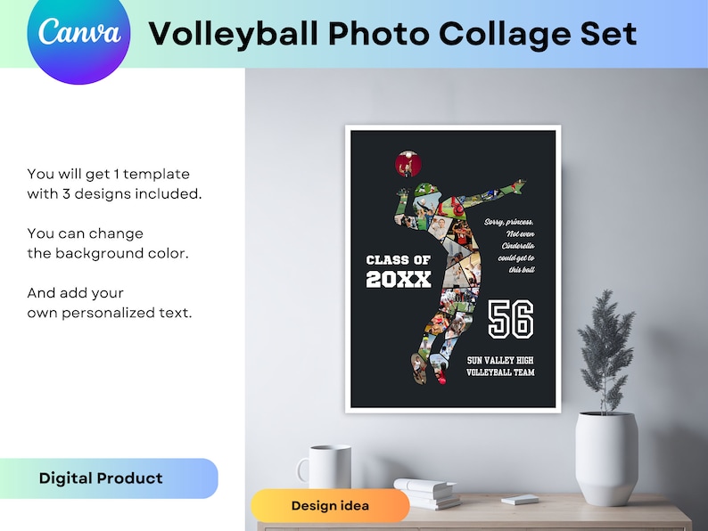 Volleyball Photo Collage Canva Frame Template Sports Team - Etsy