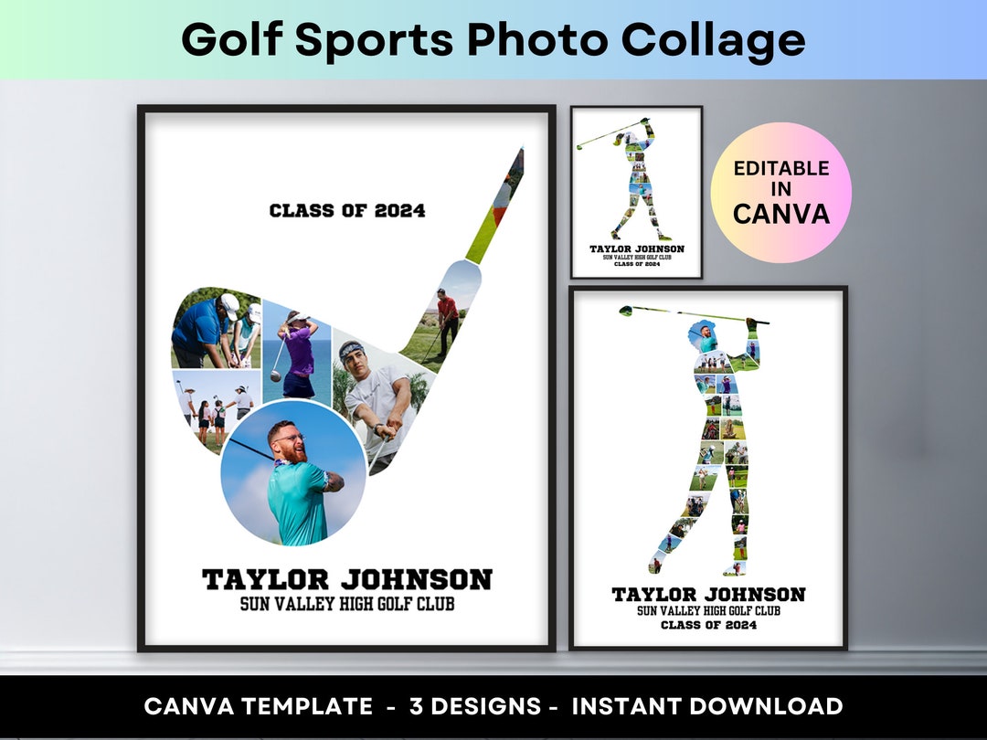 Golf Photo Collage Sports Golf Player Senior Night Graduation Gift ...