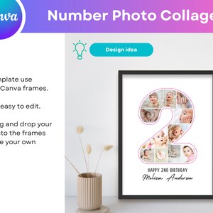 Cute Number Photo Collage Canva Template Editable Digital File All ...
