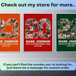 Player Number 16 Sports Photo Collage Graduation Gift Senior Night Grad ...