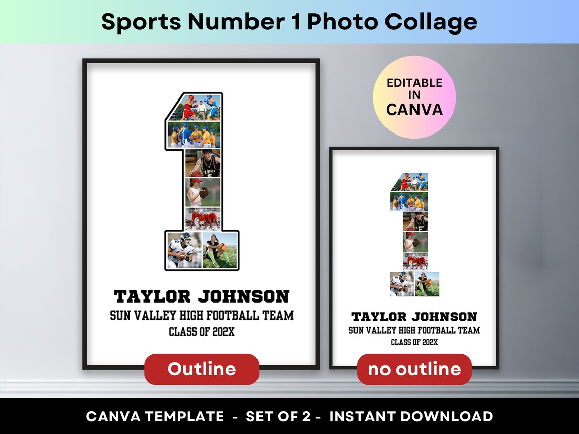 Sports Photo Collage Player Number 1 Graduation Gift Senior Night ...