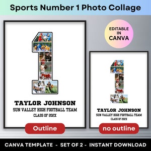 Sports Photo Collage Player Number 1 Graduation Gift Senior Night ...