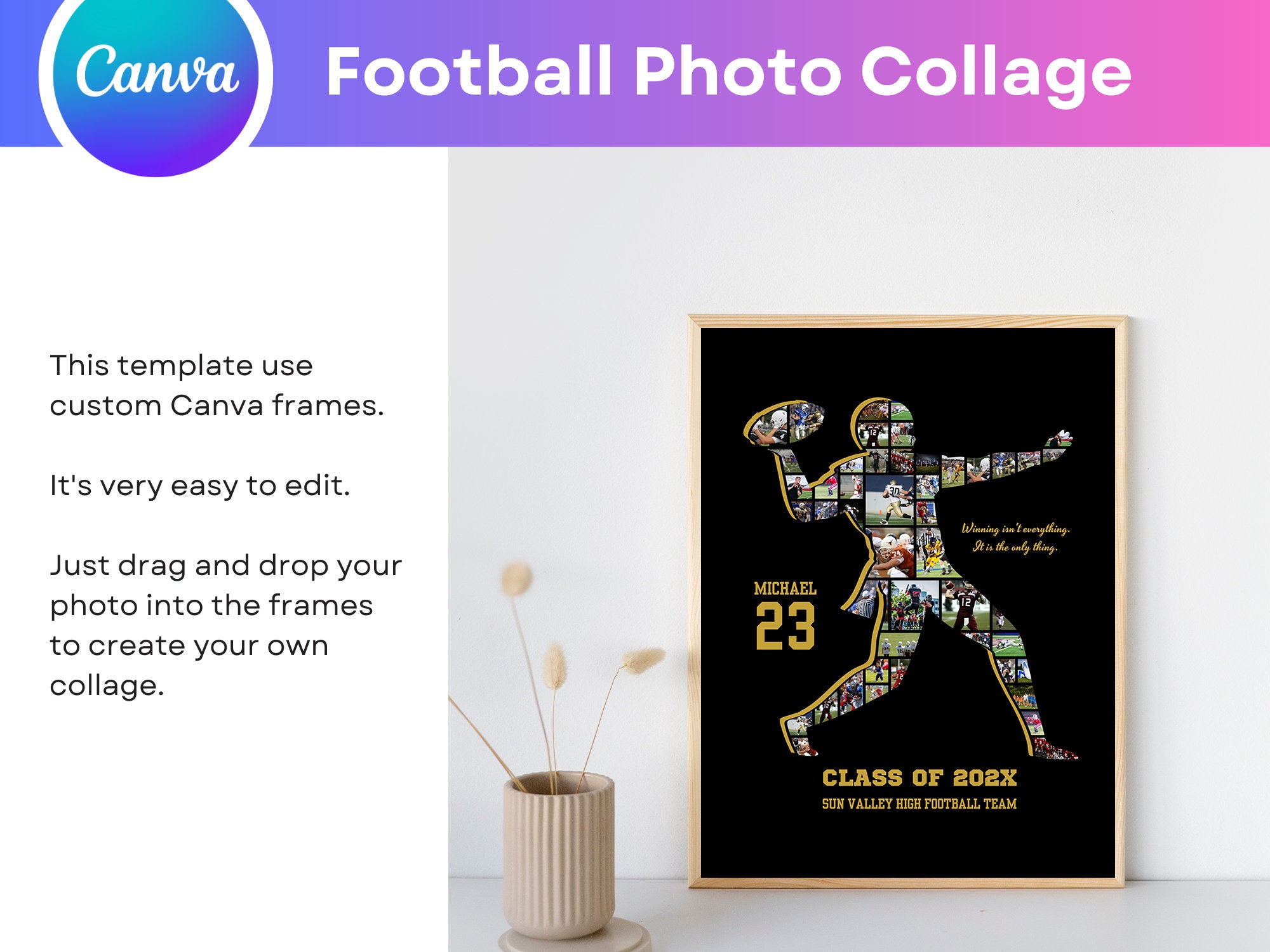 Football Photo Collage Canva Template Rugby Sports Team - Etsy UK