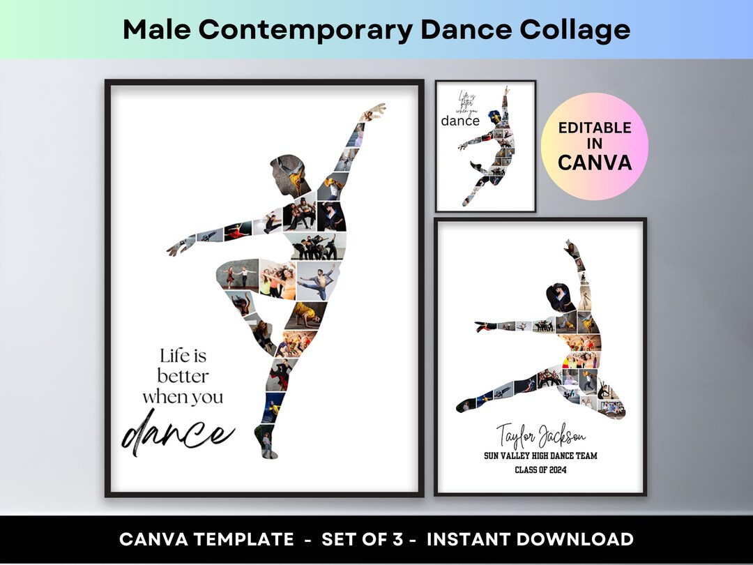 Contemporary Dance Photo Collage Personalized Male Dancer Senior Night ...