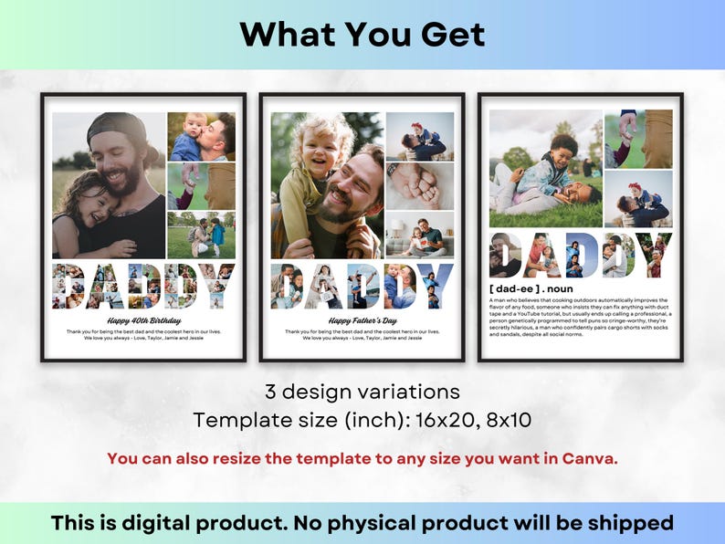 Daddy Photo Collage Custom Father's Day Gift Personalized Birthday ...
