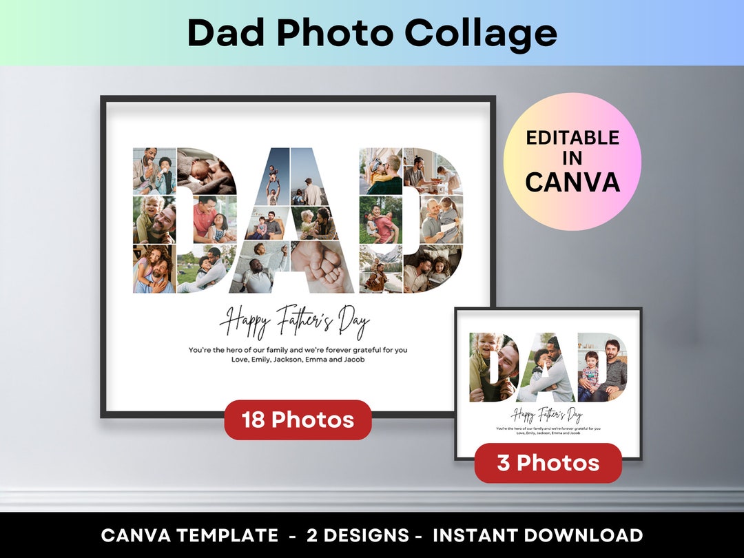 Dad Photo Collage Father's Day Gift From Kids Personalized DIY Birthday ...