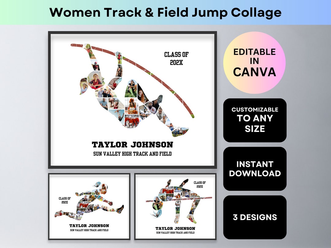 Women Track and Field Sports Photo Collage Senior Night Graduation ...