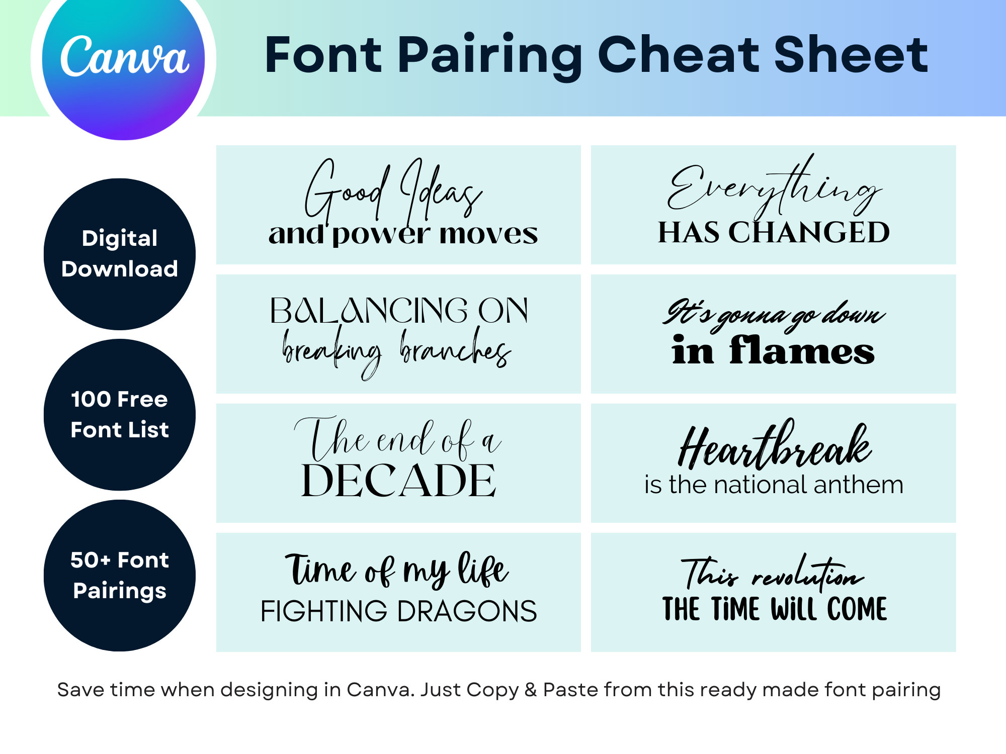 Canva Font Pairing Guide Ultimate Cheat Sheet for Typography ...