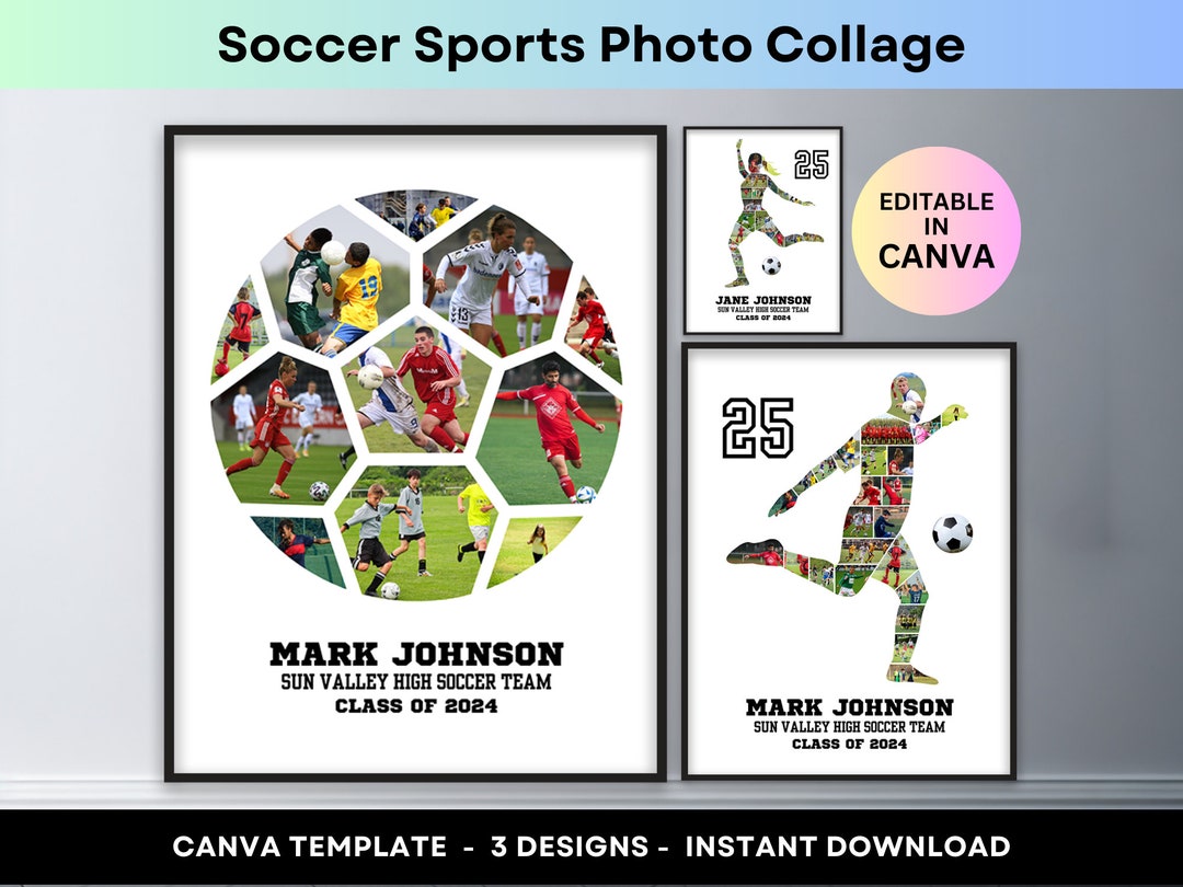 Soccer Photo Collage Sports Football Player Senior Night Graduation ...