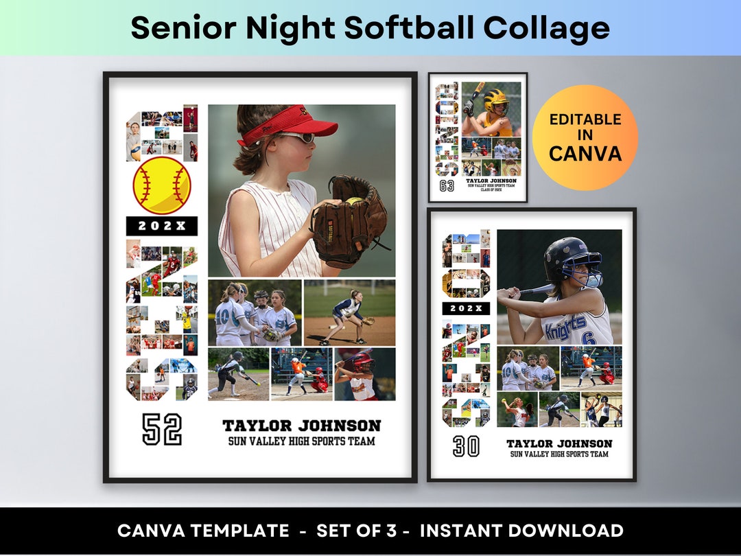 Senior Night Softball Poster Sports Photo Collage High School Award ...